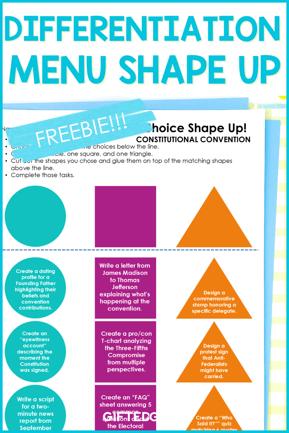 Differentiation Menu Shape Up Freebie – Gifted Guru