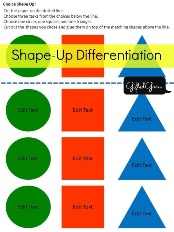 Shape-Up Differentiation for Tasks or Chores – Gifted Guru
