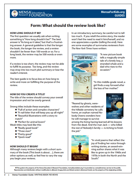 How To Write A Book Review A Guide For Kids Gifted Guru