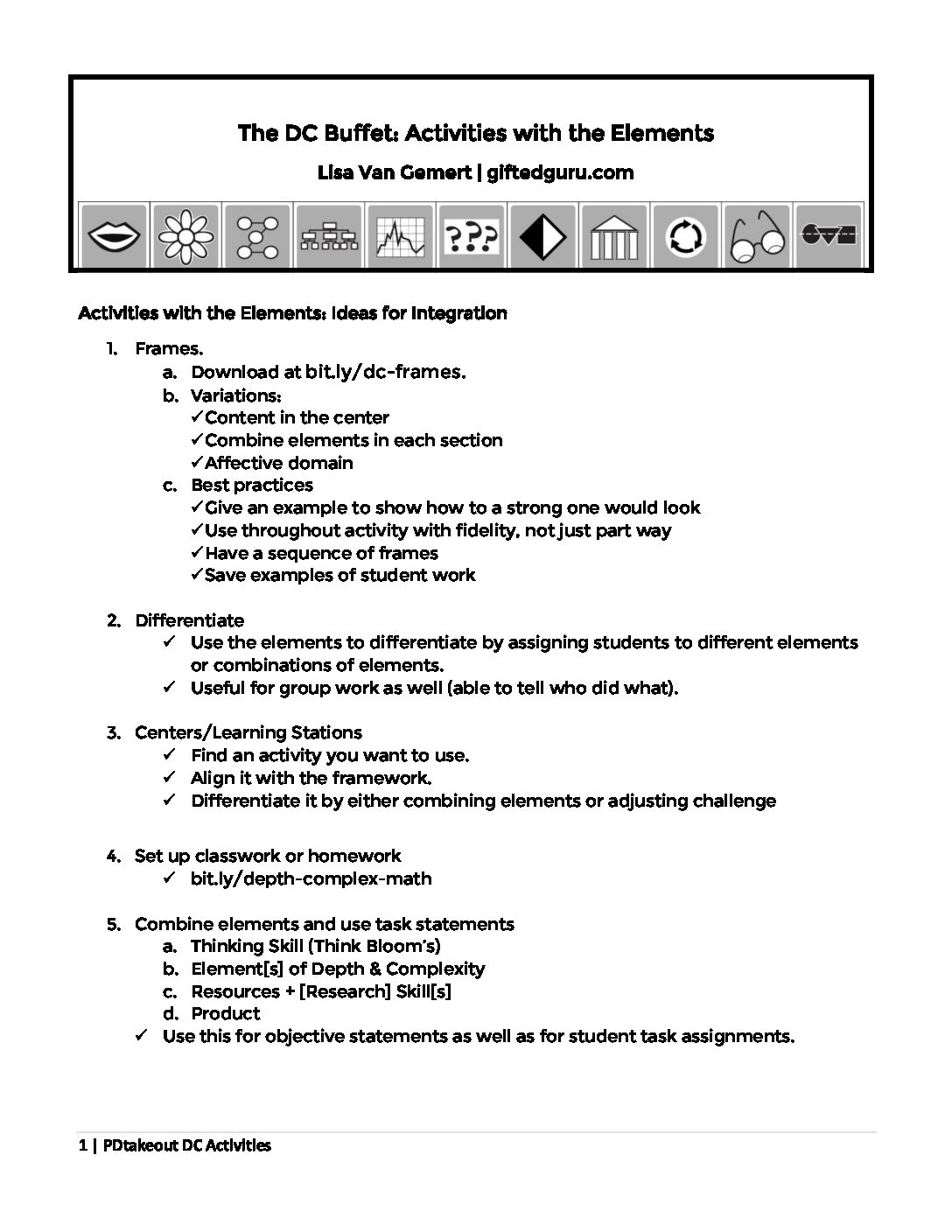 Activities with the Elements_handout – Gifted Guru
