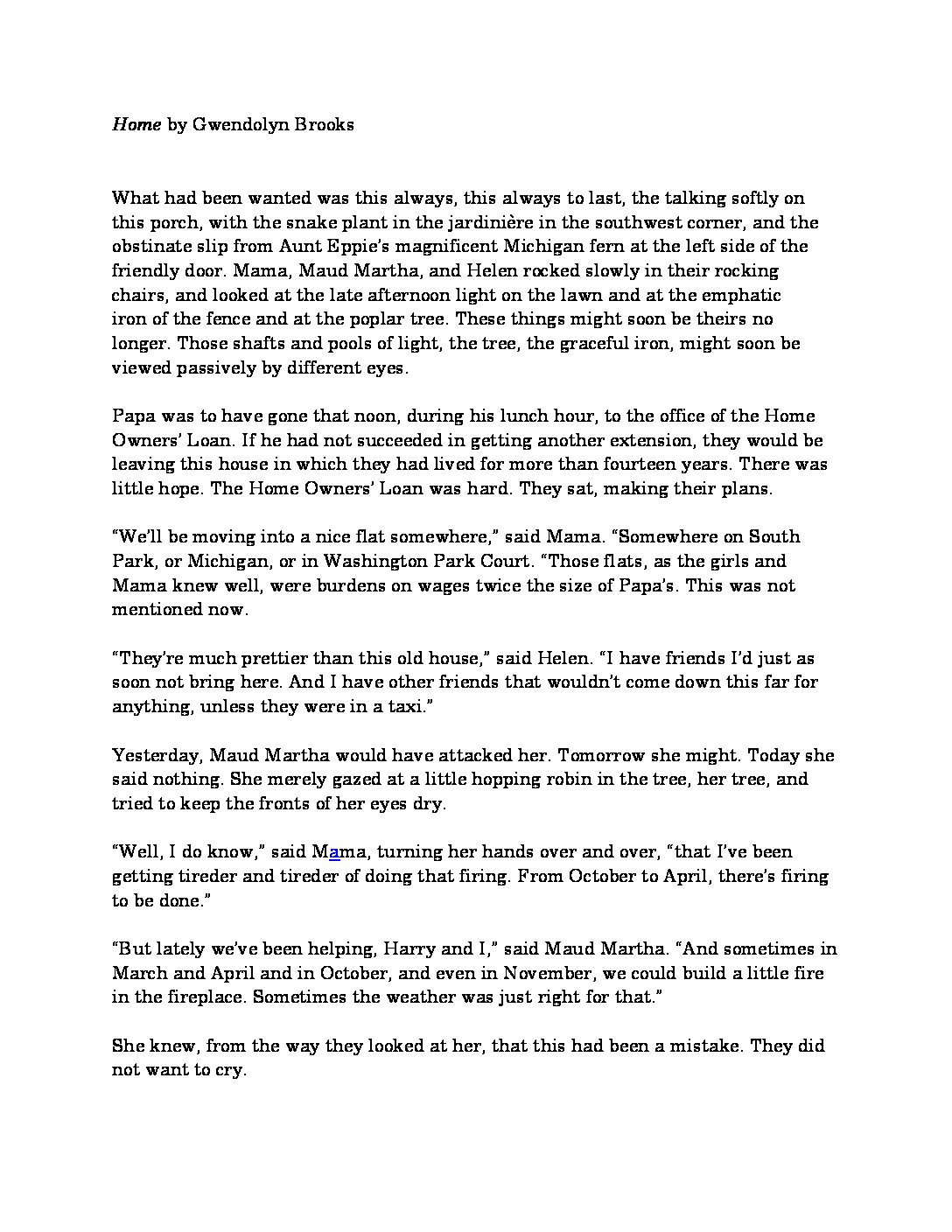 Home by Gwendolyn Brooks – Gifted Guru