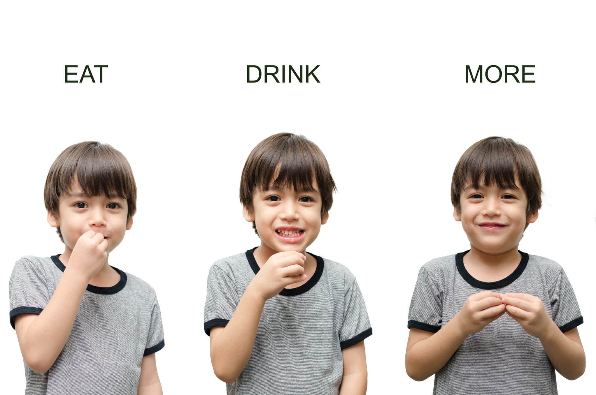 Eat drink More Kid Hand Sign Language On White Background Gifted Guru